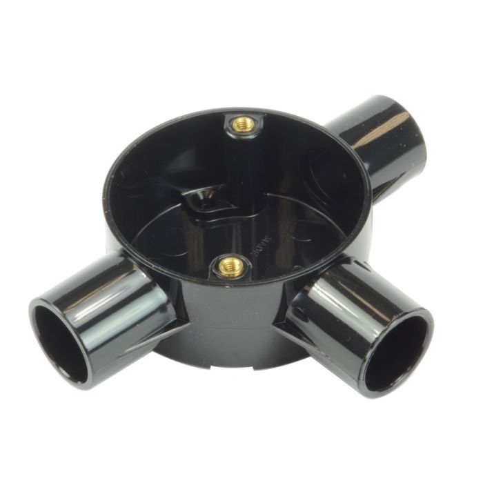 Powertel Telecom & Trade - Round PVC Conduit Black 25mm 3-Way Tee Box ...